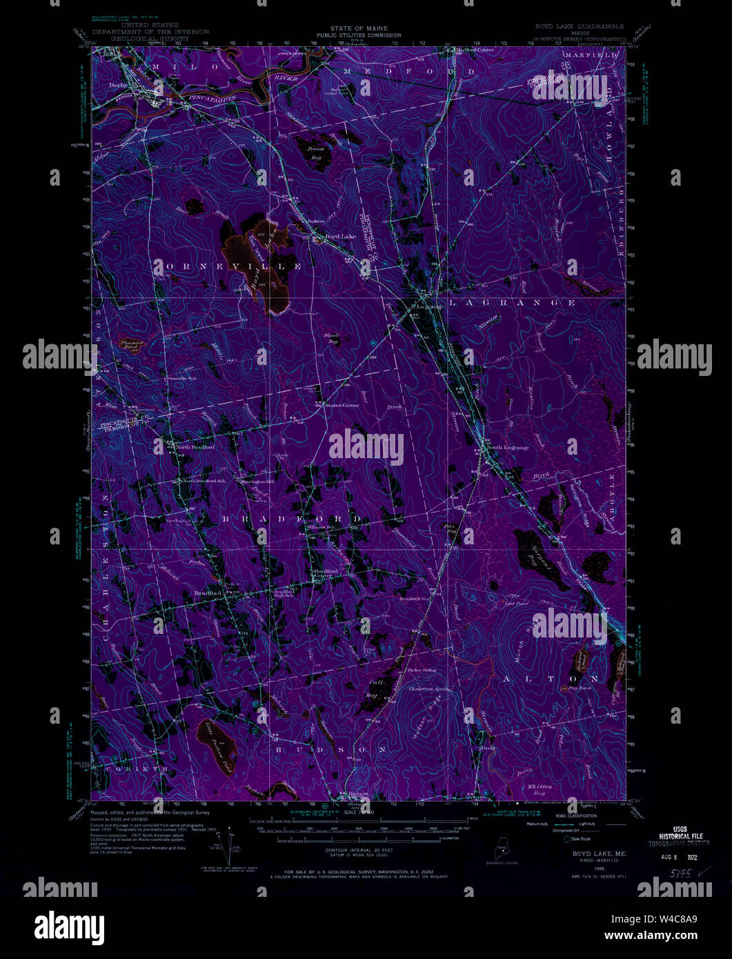 Maine USGS Historical Map Boyd Lake 460235 1955 62500 Inversion ...