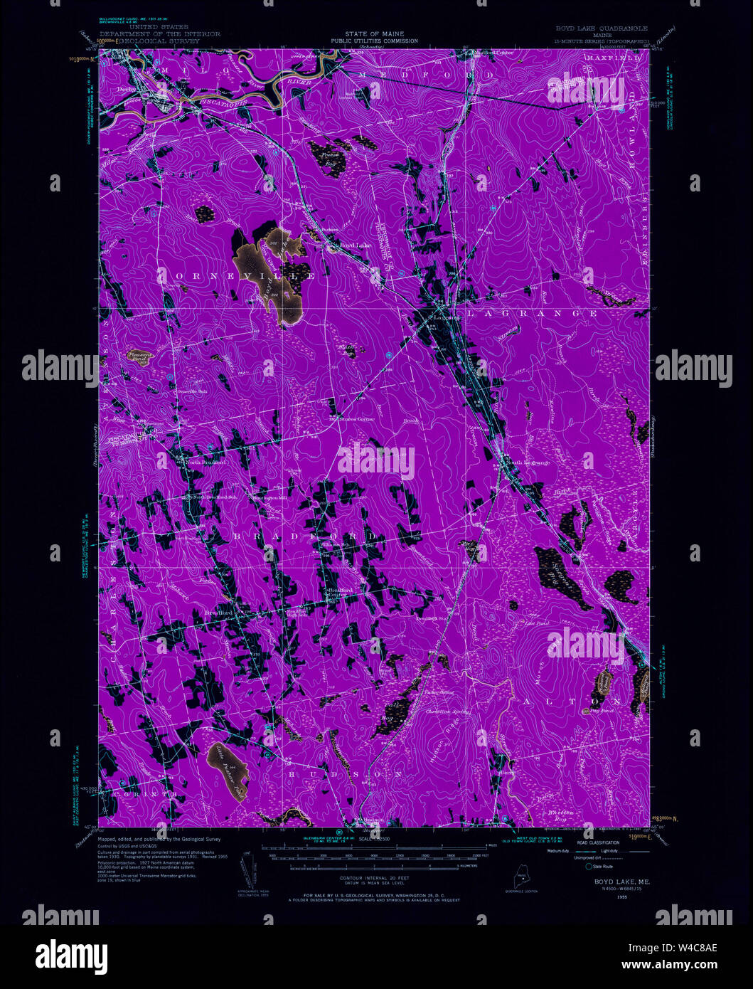 Maine USGS Historical Map Boyd Lake 460234 1955 62500 Inversion ...
