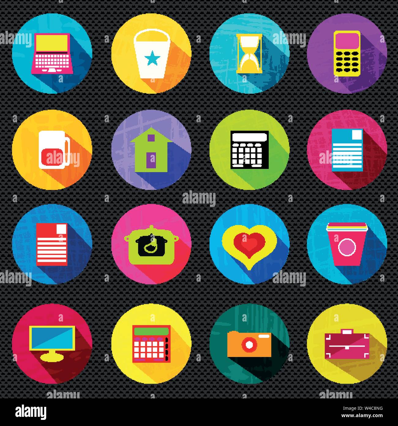 abstract psychedelic colored icons with shadow beautiful collection ...