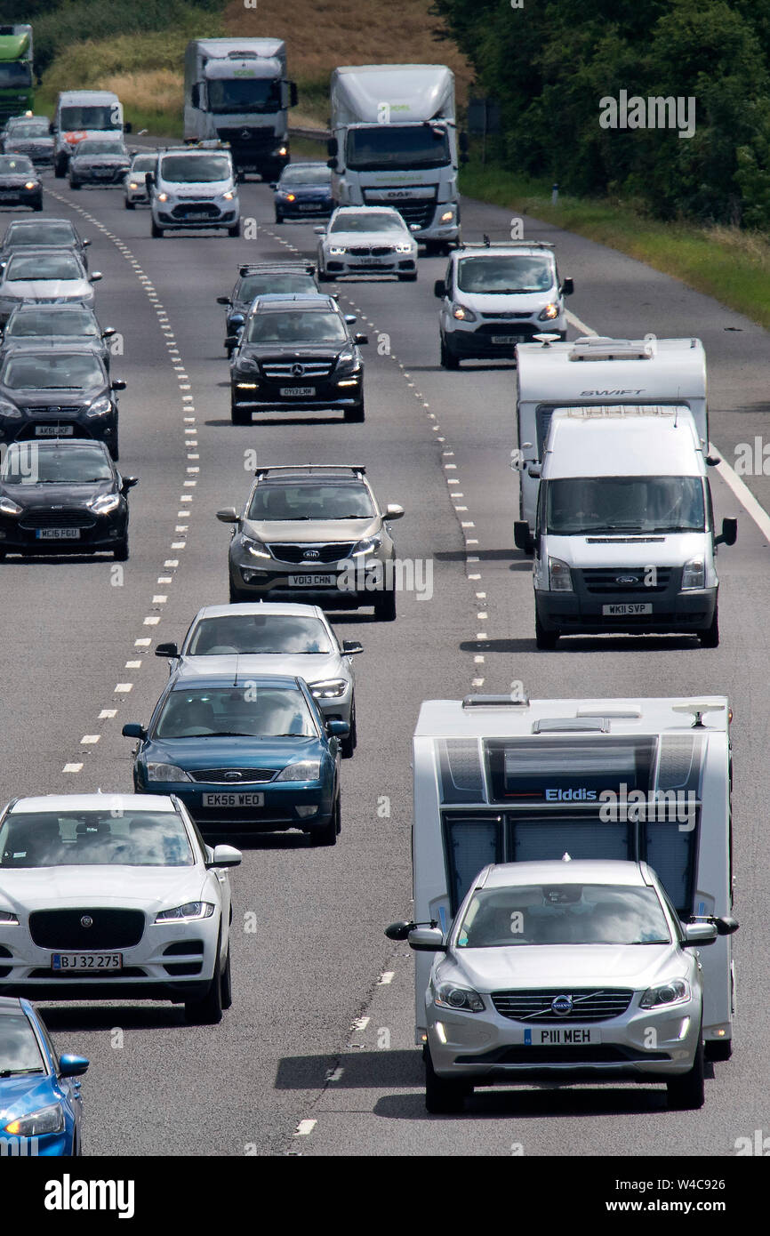 Heavy traffic on the M40 Motorway nr Warwick as the busiest summer ...