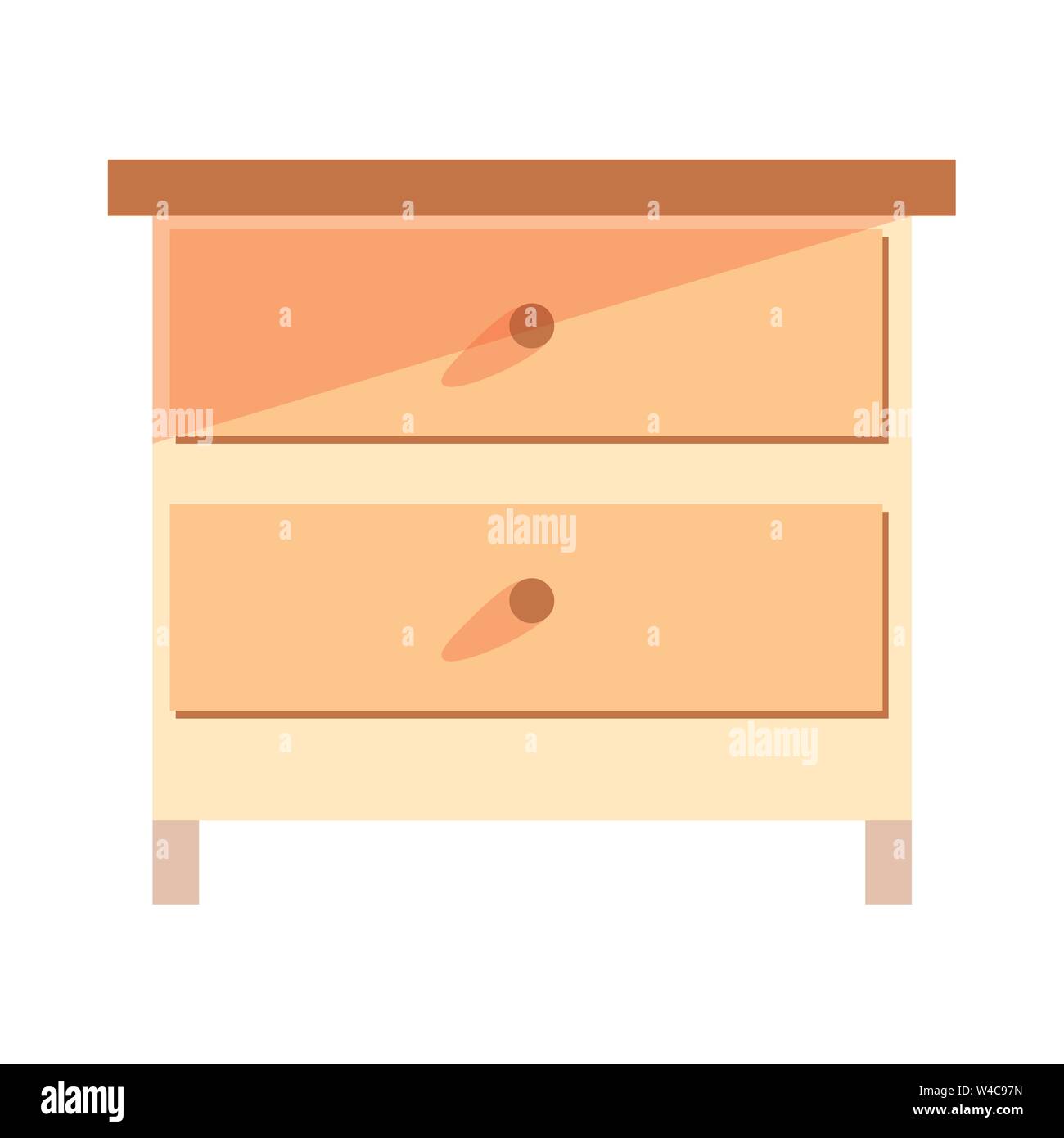 wooden bedside table on white background vector illustration Stock ...