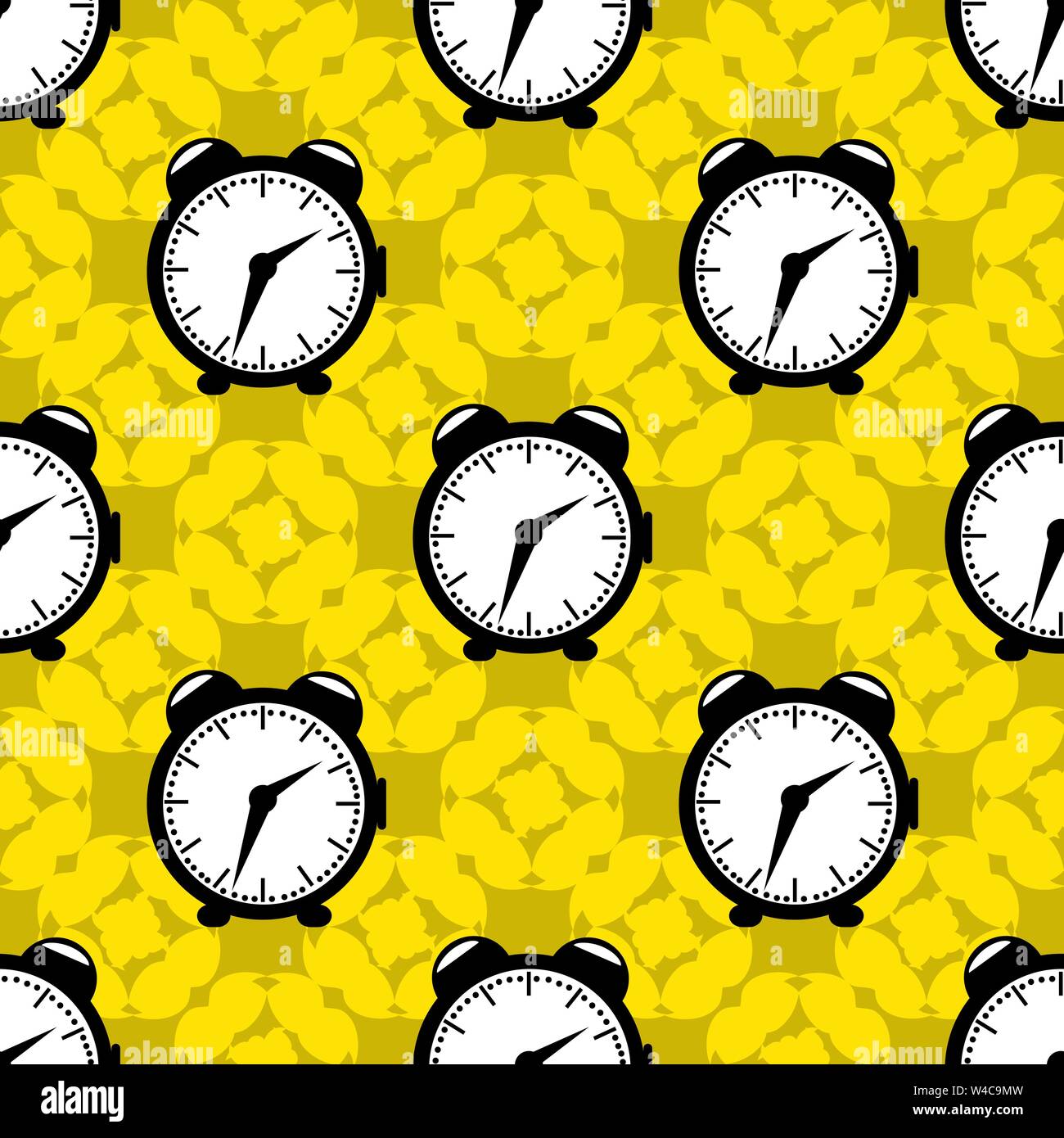 clock on yellow background seamless vector pattern Stock Vector Image ...