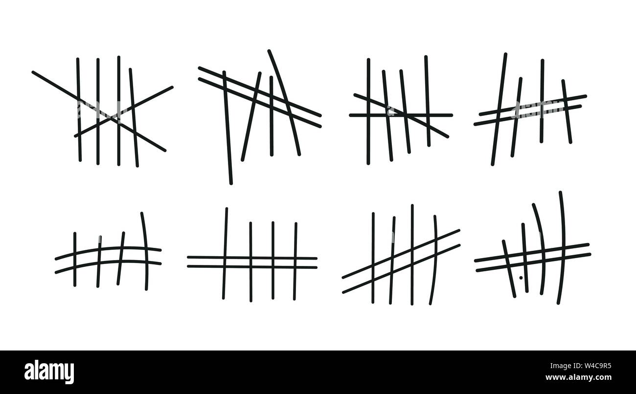 Prison symbols, Jail tally marks. Hand drawn Lines or sticks, strokes ...