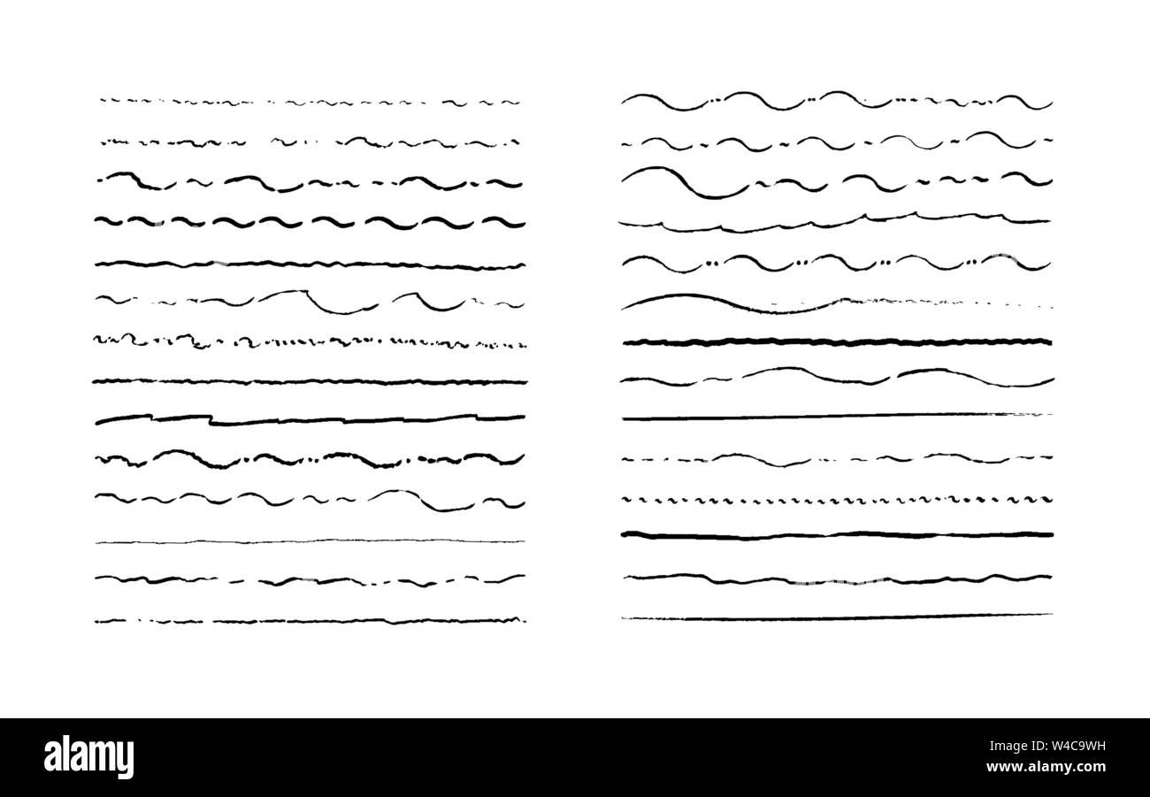 Hand drawn waving doodle lines. Vintage underline border elements ...