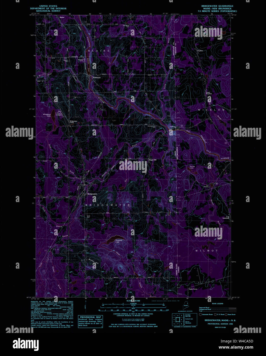 Maine USGS Historical Map Bridgewater 104964 1984 24000 Inversion ...