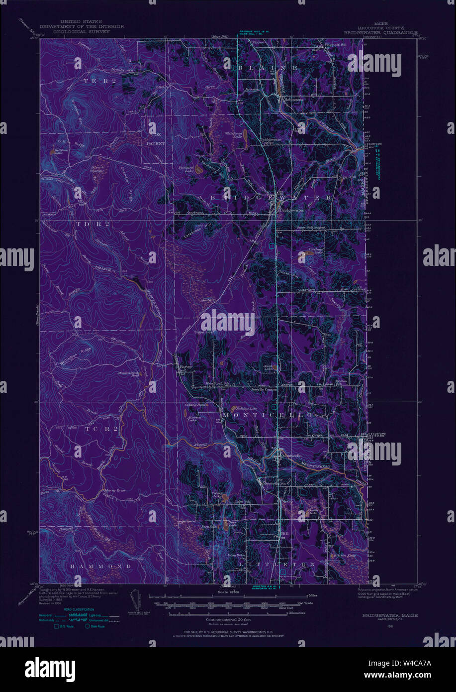 Maine USGS Historical Map Bridgewater 306489 1951 62500 Inversion ...