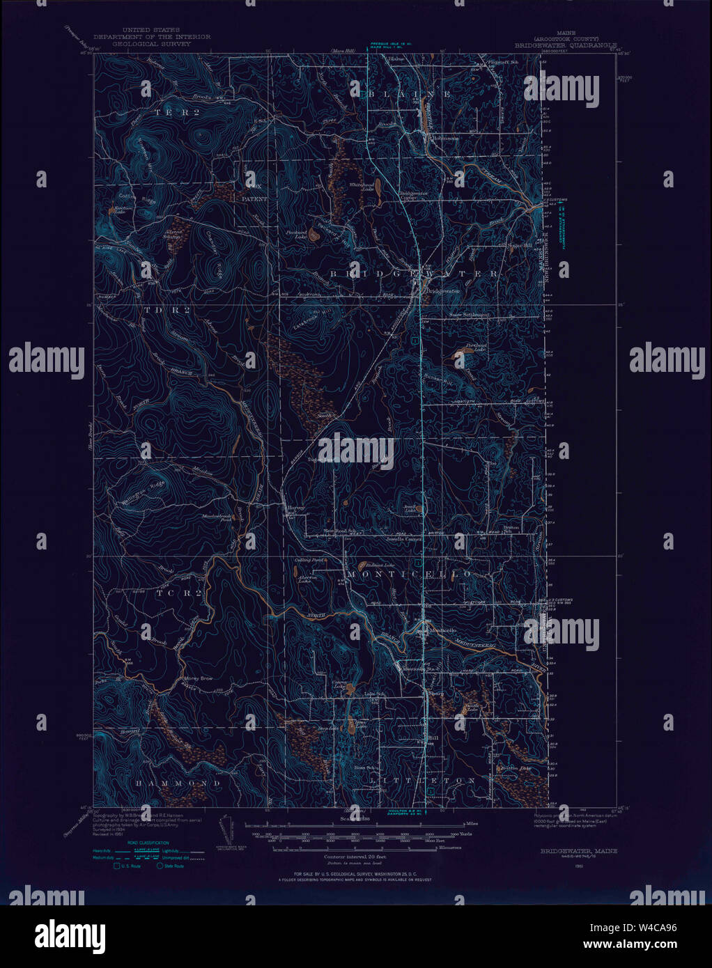 Maine USGS Historical Map Bridgewater 306490 1951 62500 Inversion ...