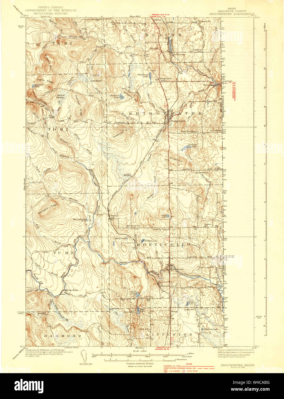 Maine USGS Historical Map Bridgewater 460245 1938 62500 Restoration ...