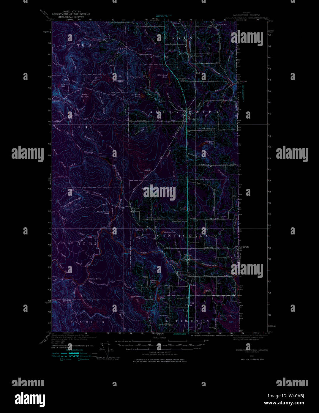 Maine USGS Historical Map Bridgewater 460247 1951 62500 Inversion ...