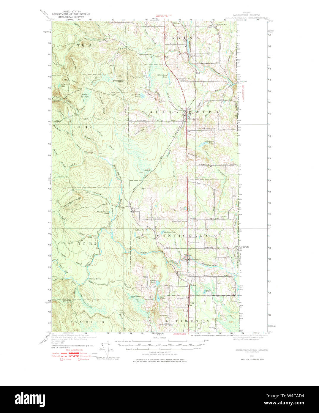 Maine USGS Historical Map Bridgewater 460247 1951 62500 Restoration ...
