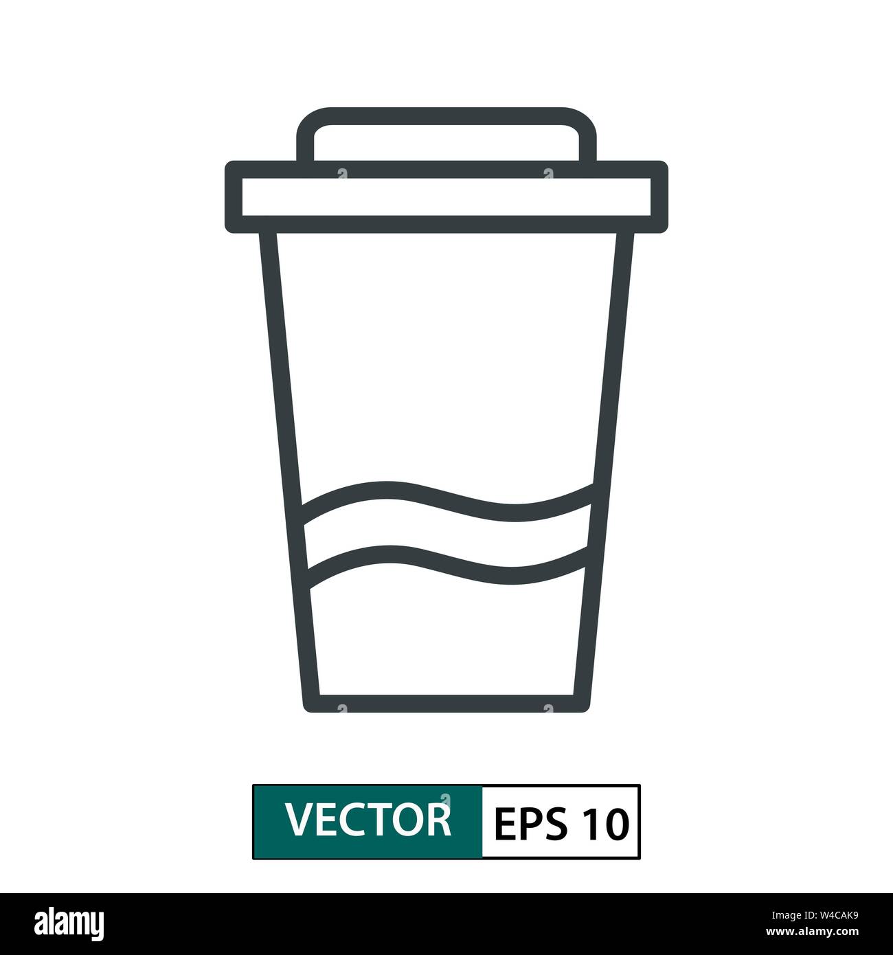 Cup flat icon vector. Line style. Isolated on white Background. Vector ...