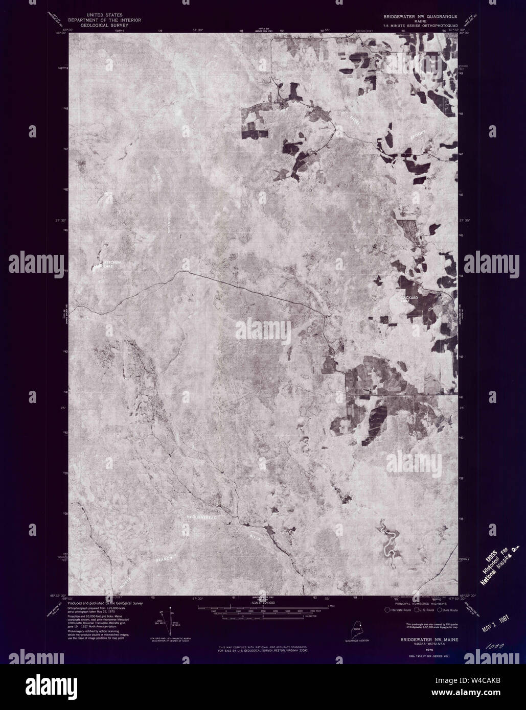 Maine USGS Historical Map Bridgewater NW 806548 1975 24000 Inversion ...
