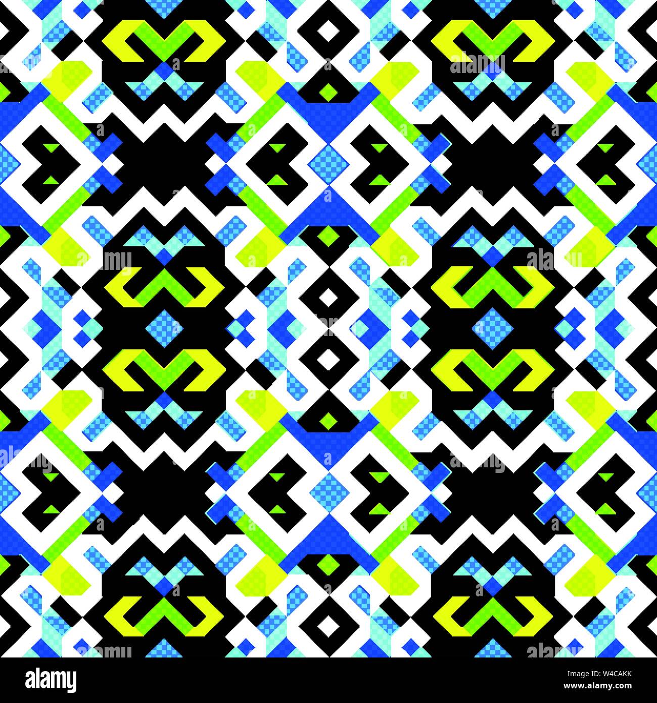 pixels colored geometric seamless pattern vector illustration Stock ...