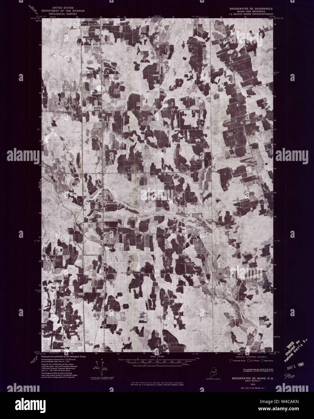 Maine USGS Historical Map Bridgewater SE 806549 1975 24000 Inversion ...