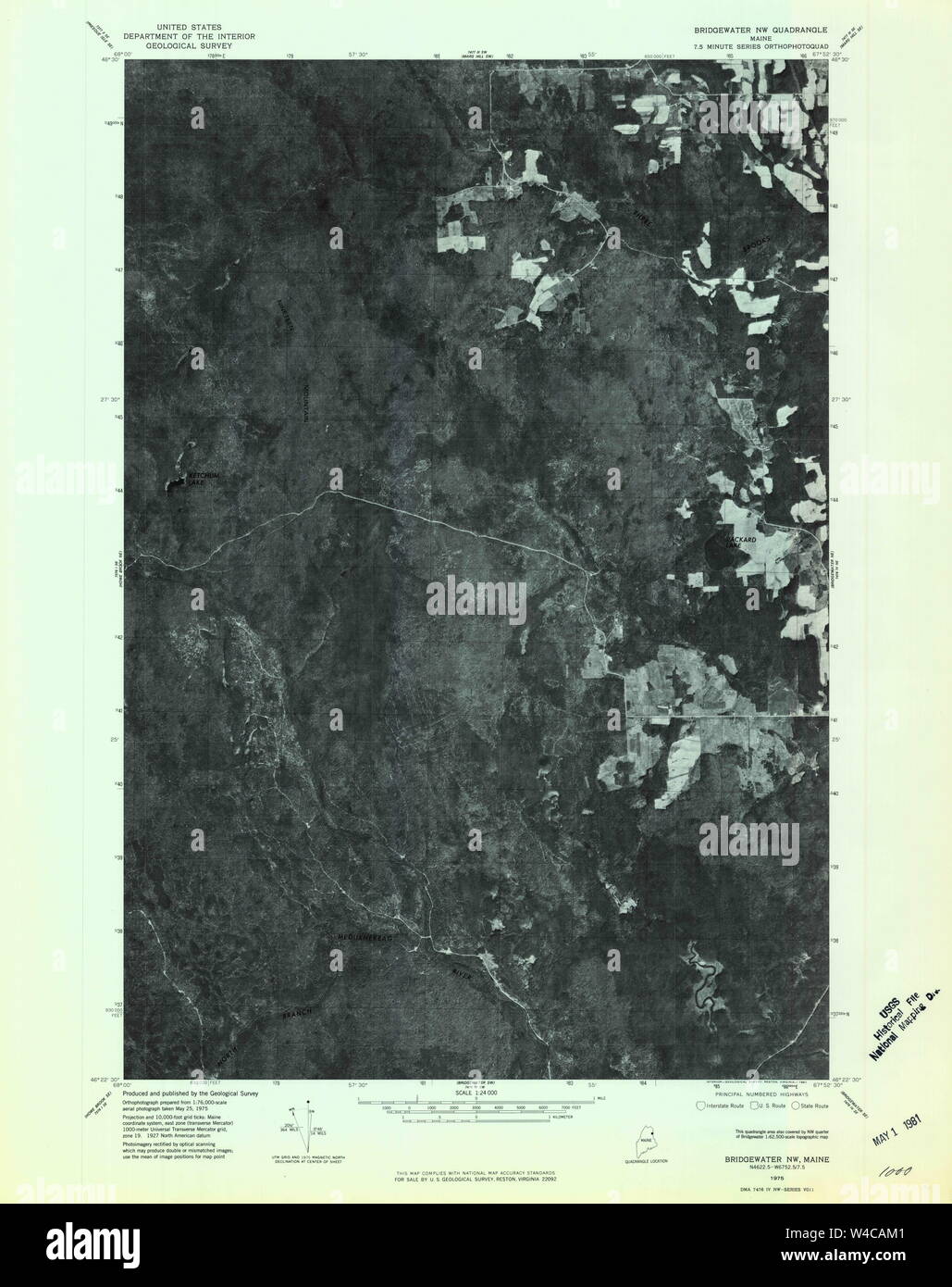 Maine USGS Historical Map Bridgewater NW 806548 1975 24000 Restoration ...