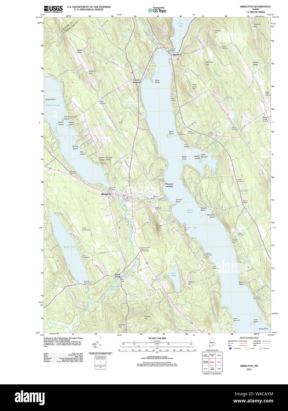 Maine USGS Historical Map Bridgton 20110919 TM Restoration Stock Photo ...