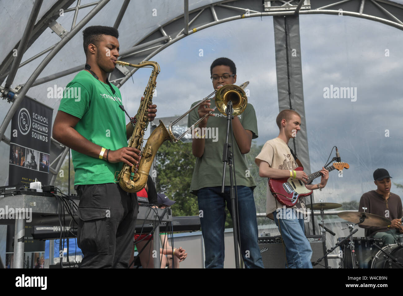 London, UK. 21st July, 2019. Rolling Brook School Band performs at the ...
