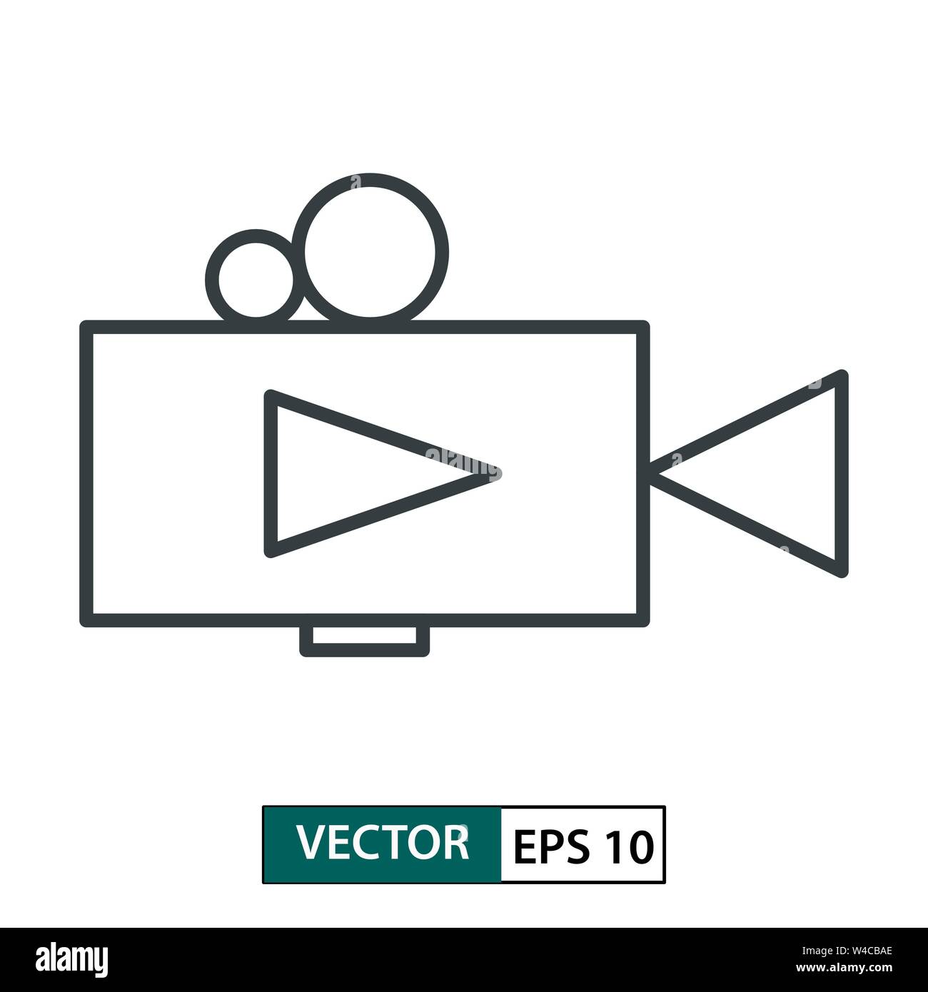 Video camera icon vector. Line style. Isolated on white background ...