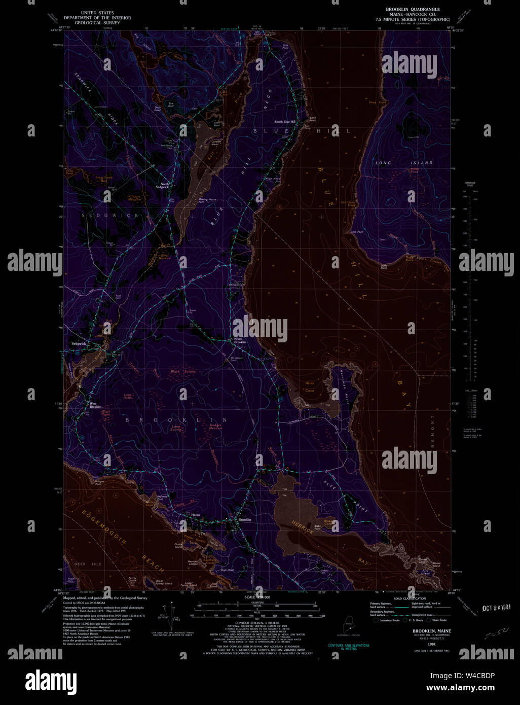 Maine USGS Historical Map Brooklin 460248 1981 24000 Inversion ...