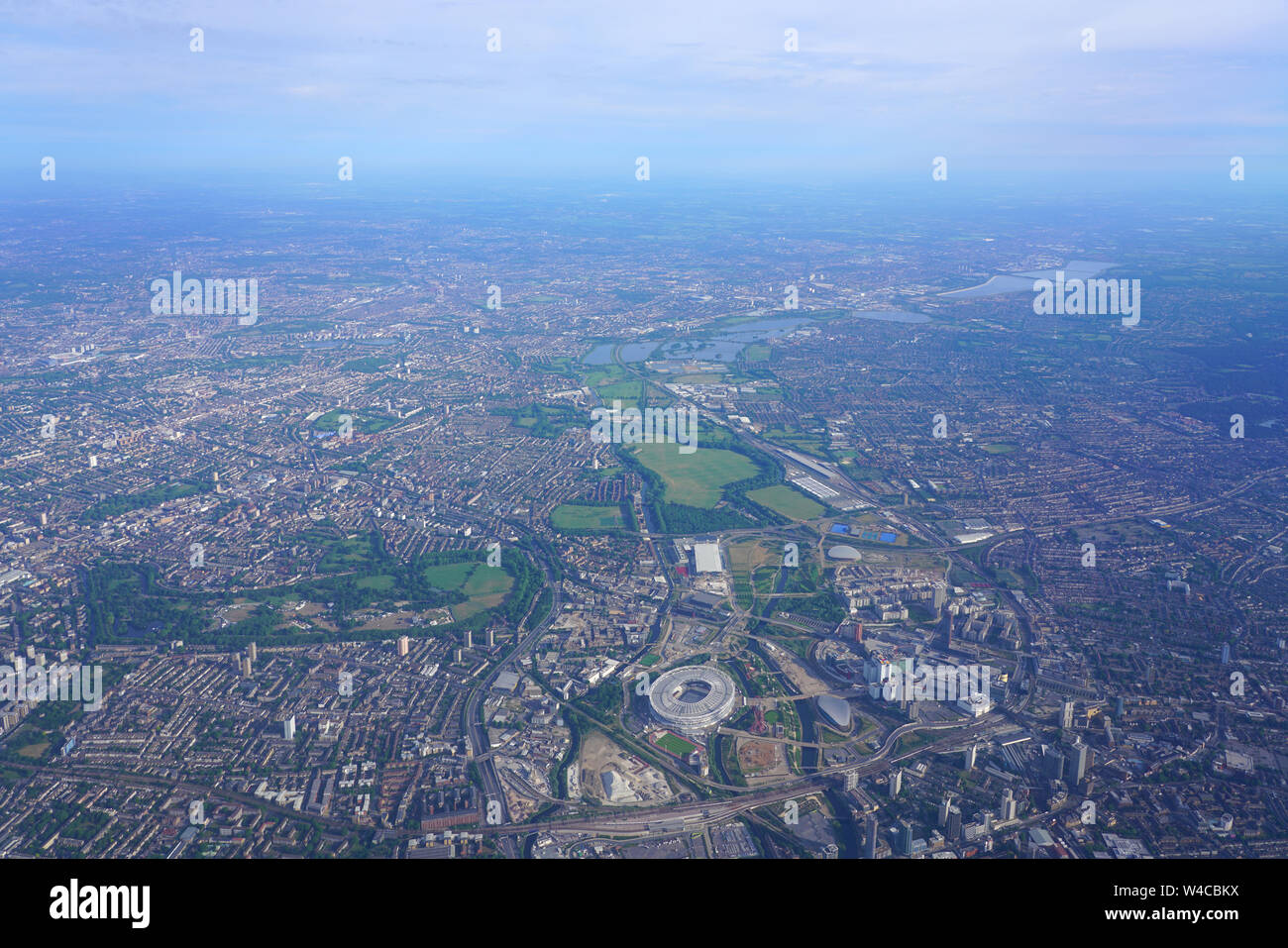 Olympic park london aerial view hi-res stock photography and images - Alamy