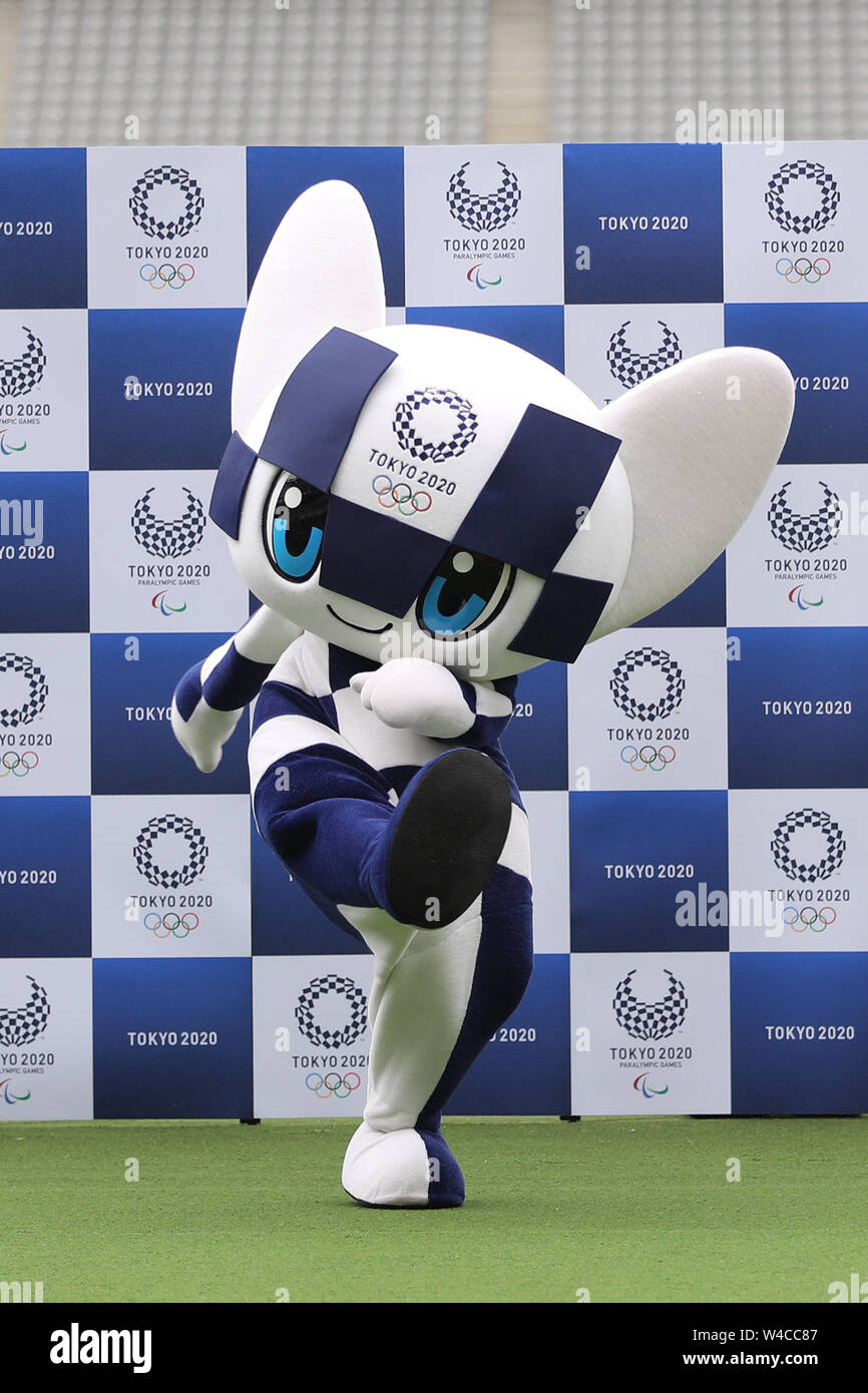 Tokyo, Japan. 22nd July, 2019. Mascot Miraitowa poses during the Tokyo ...