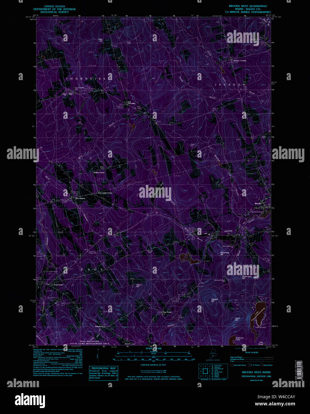 Maine USGS Historical Map Brooks West 104975 1982 24000 Inversion ...