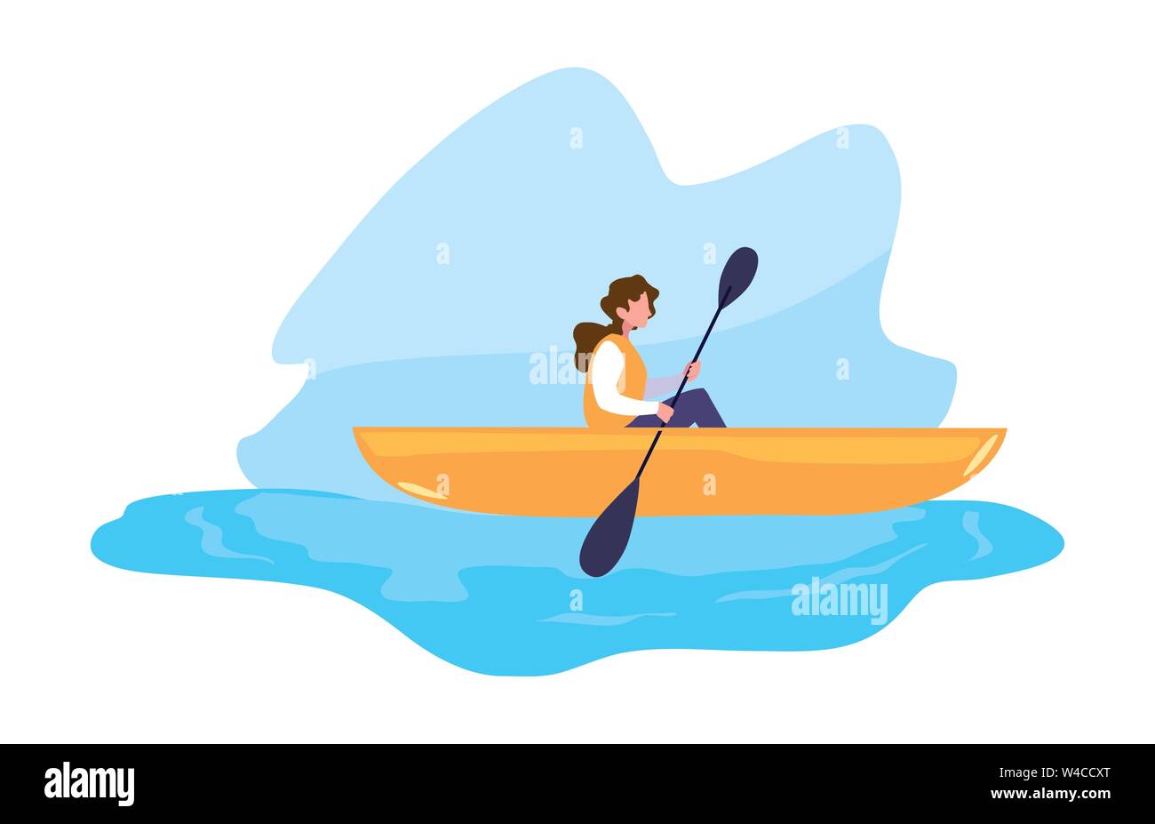 woman with boat and adventure rowing vector illustration Stock Vector ...