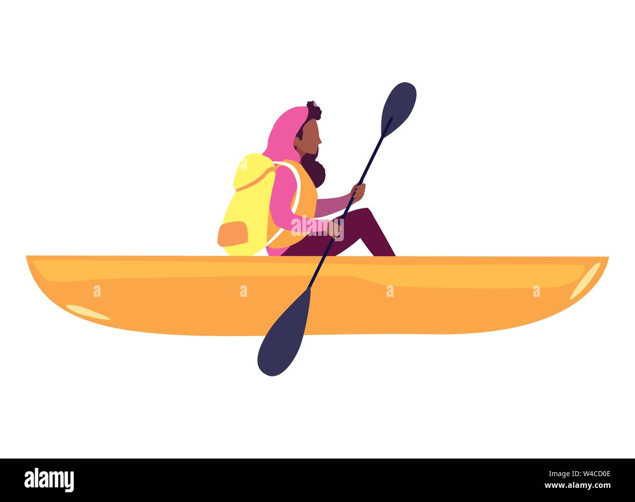 woman with boat and adventure rowing vector illustration Stock Vector ...