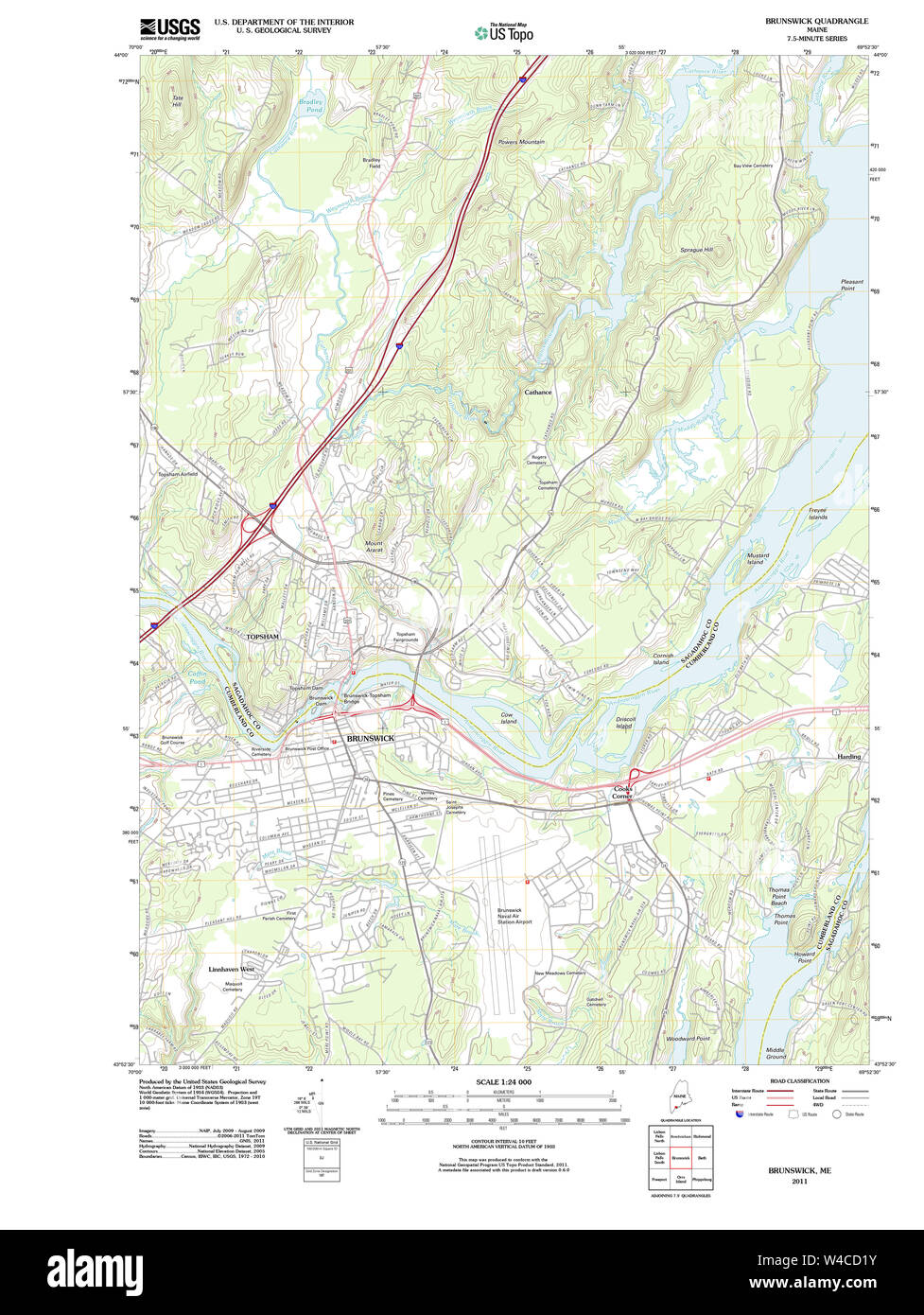 Maine USGS Historical Map Brunswick 20110830 TM Restoration Stock Photo ...