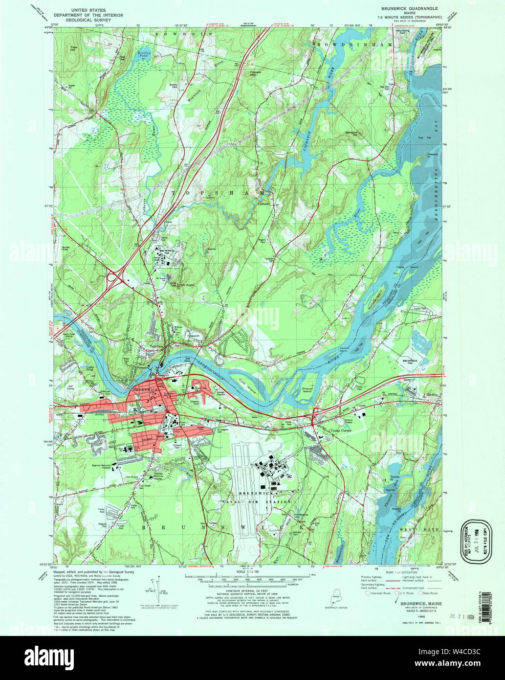 Maine USGS Historical Map Brunswick 806561 1980 24000 Restoration Stock ...