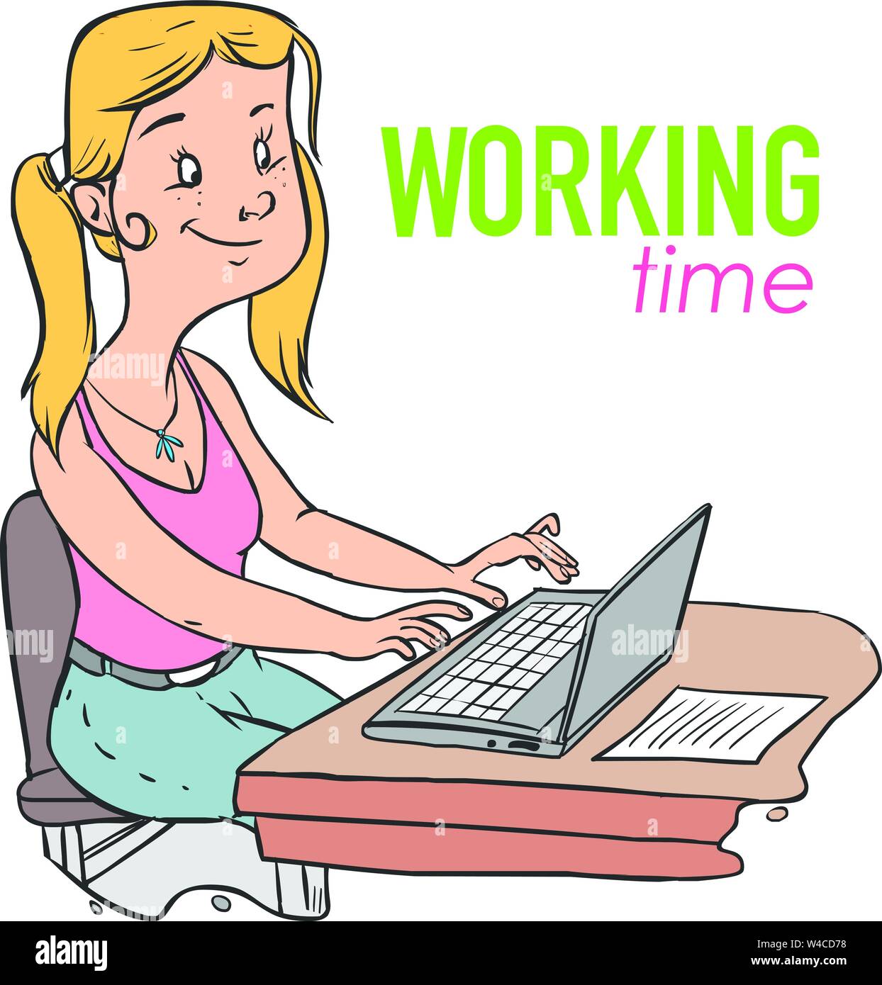 Young pretty business woman working Stock Vector Images - Alamy