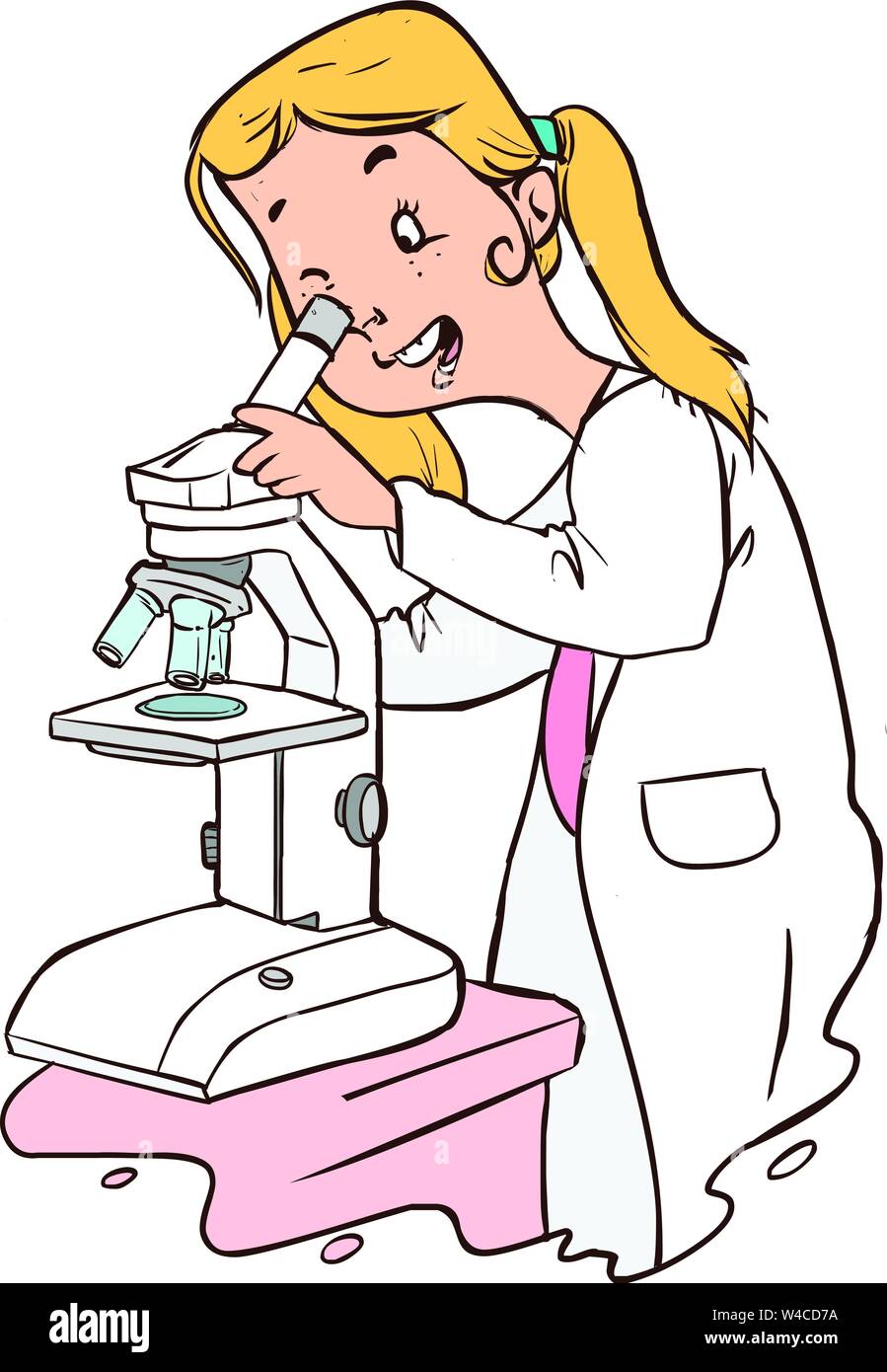 Student using microscope Stock Vector Images - Alamy