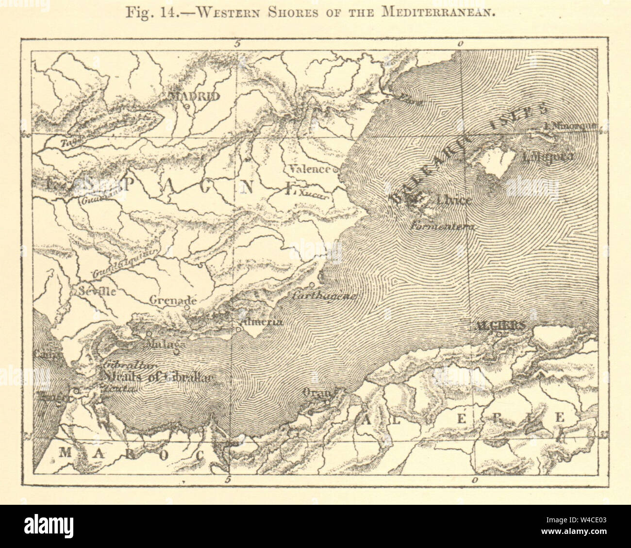 Western mediterranean map hi-res stock photography and images - Alamy
