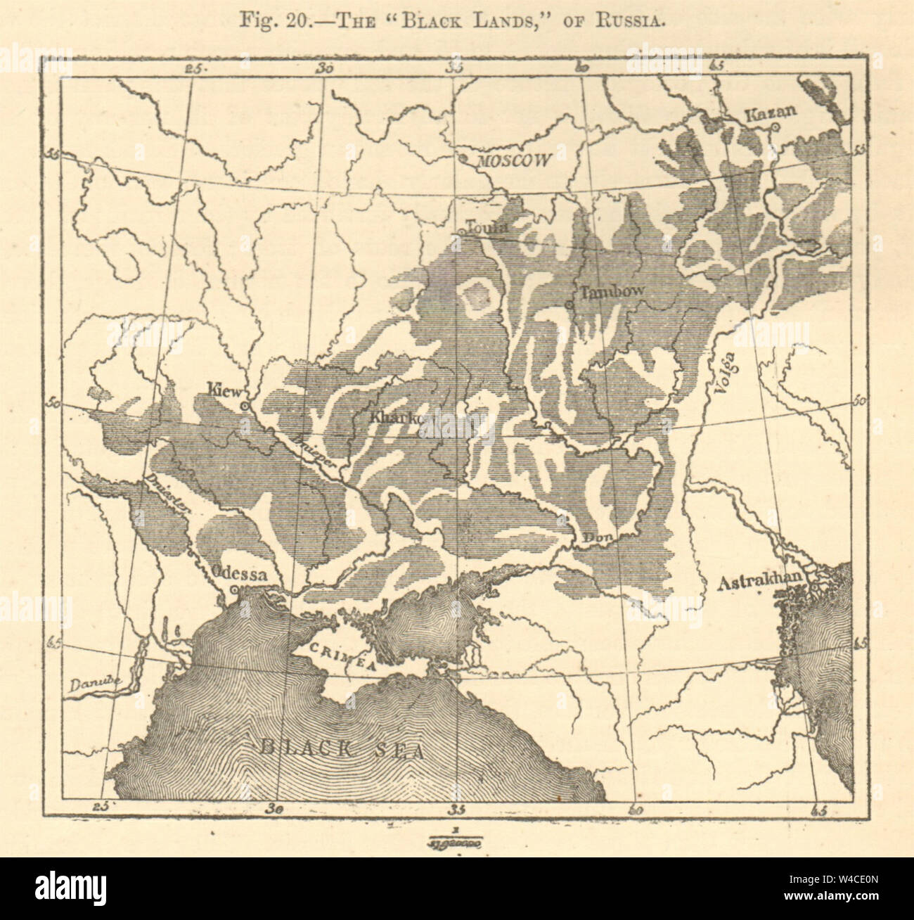 The "Black Lands" of Russia. Ukraine. Chernozem. Sketch map 1886 old ...