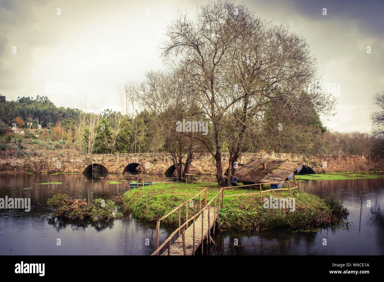 Medieval bridge of Marnel in Agueda, Portugal Stock Photo - Alamy