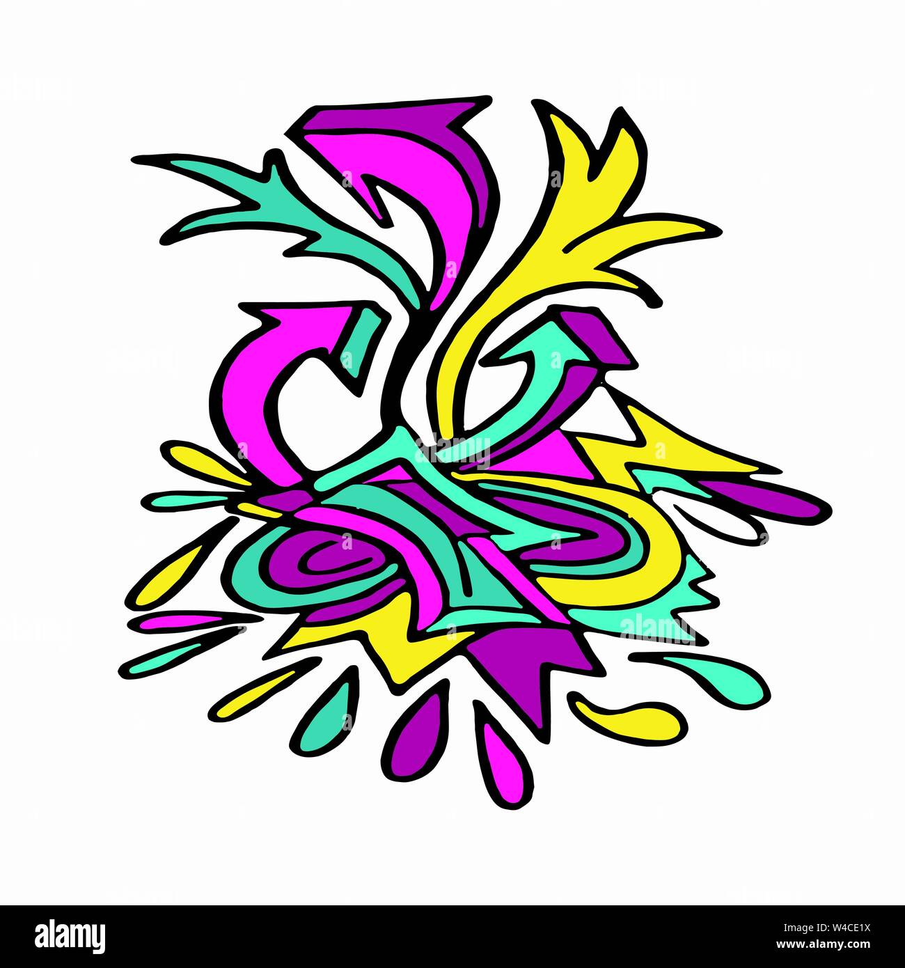 psychedelic graffiti isolated object on a white background Stock Vector ...