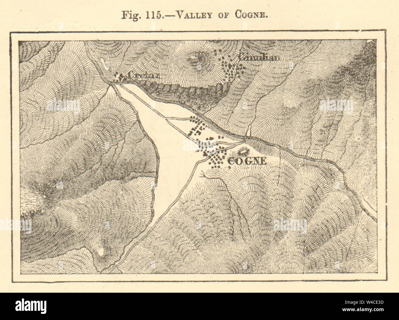 Valley of Cogne. Aosta. Italy. SMALL sketch map 1886 old antique chart ...
