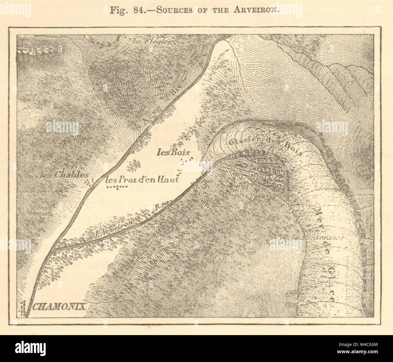 Sources of the Arveiron. Haute-Savoie. Chamonix Mer de Glace. Sketch ...