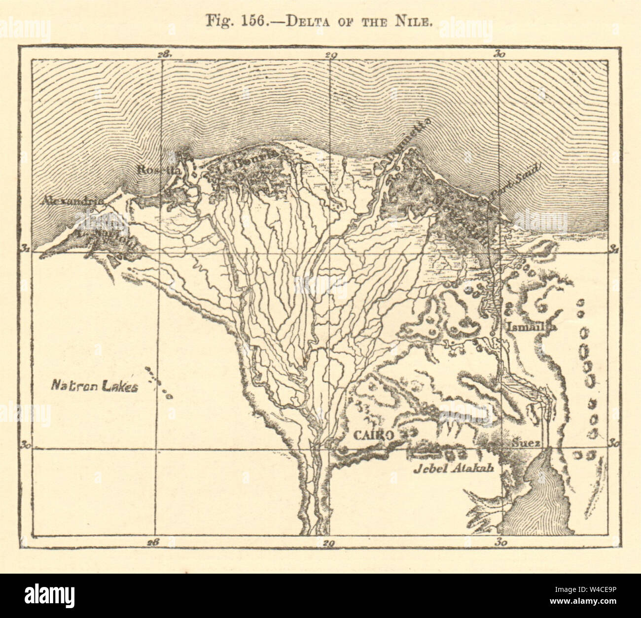 Delta of the Nile. Egypt. Cairo. Sketch map 1886 old antique plan chart ...