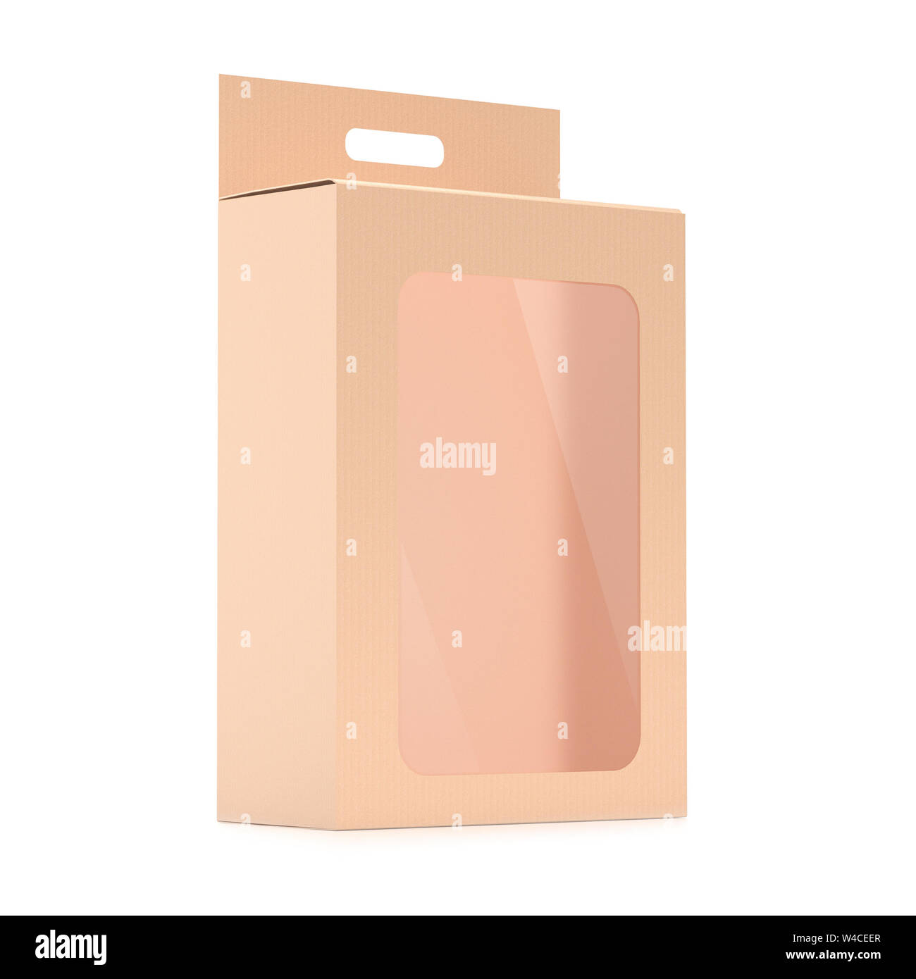 Box mock up. Brown display box with transparent window. 3d rendering ...