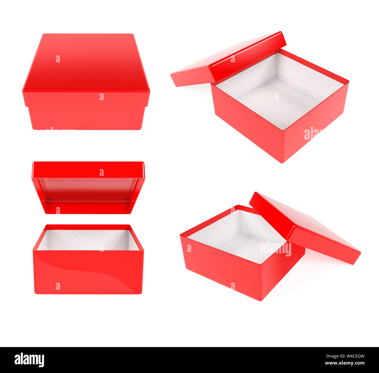 Red box. Collection. 3d rendering illustration isolated Stock Photo - Alamy