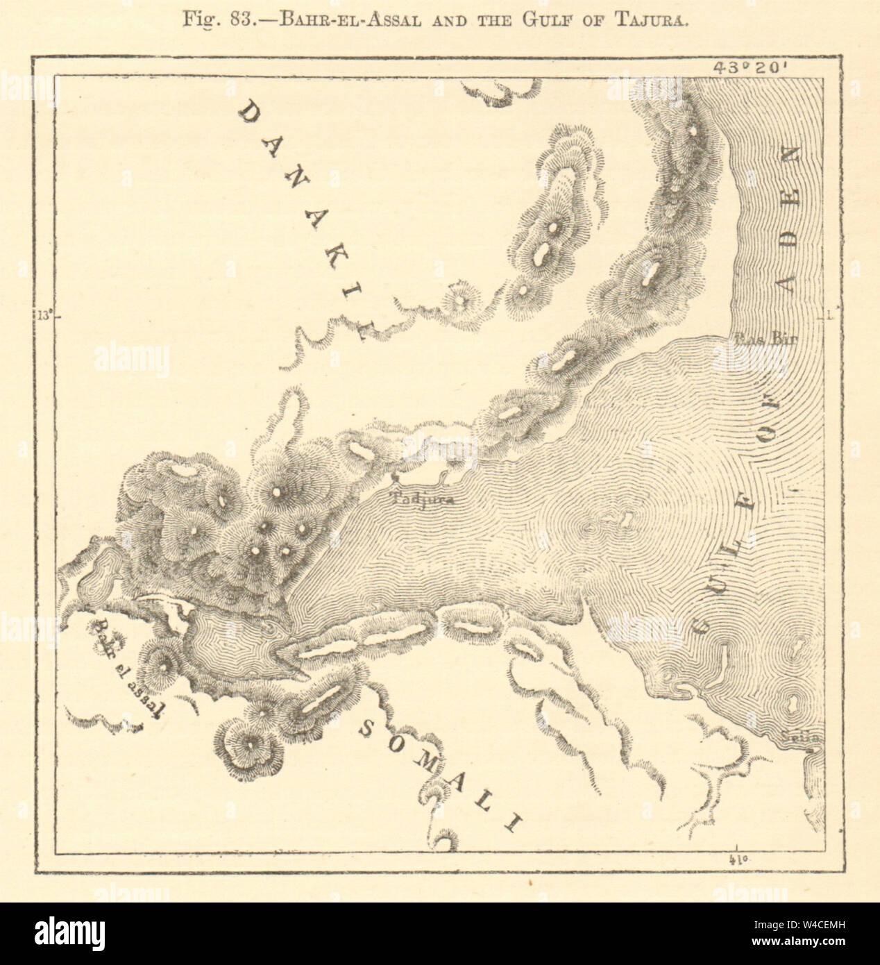 Bahr-el-Assal and the Gulf of Tajura. Djibouti. Tadjoura. Sketch map ...