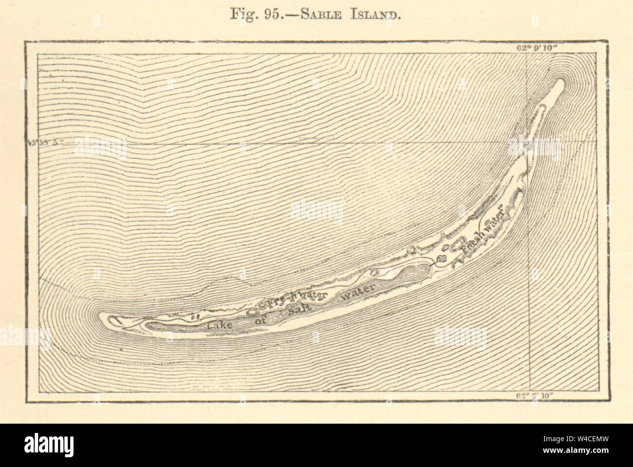 Sable Island. Nova Scotia. île de Sable. SMALL sketch map 1886 old ...