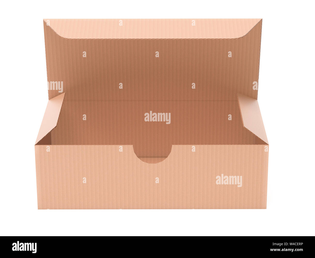 Paper cardboard box template. Open empty carton. 3d rendering ...