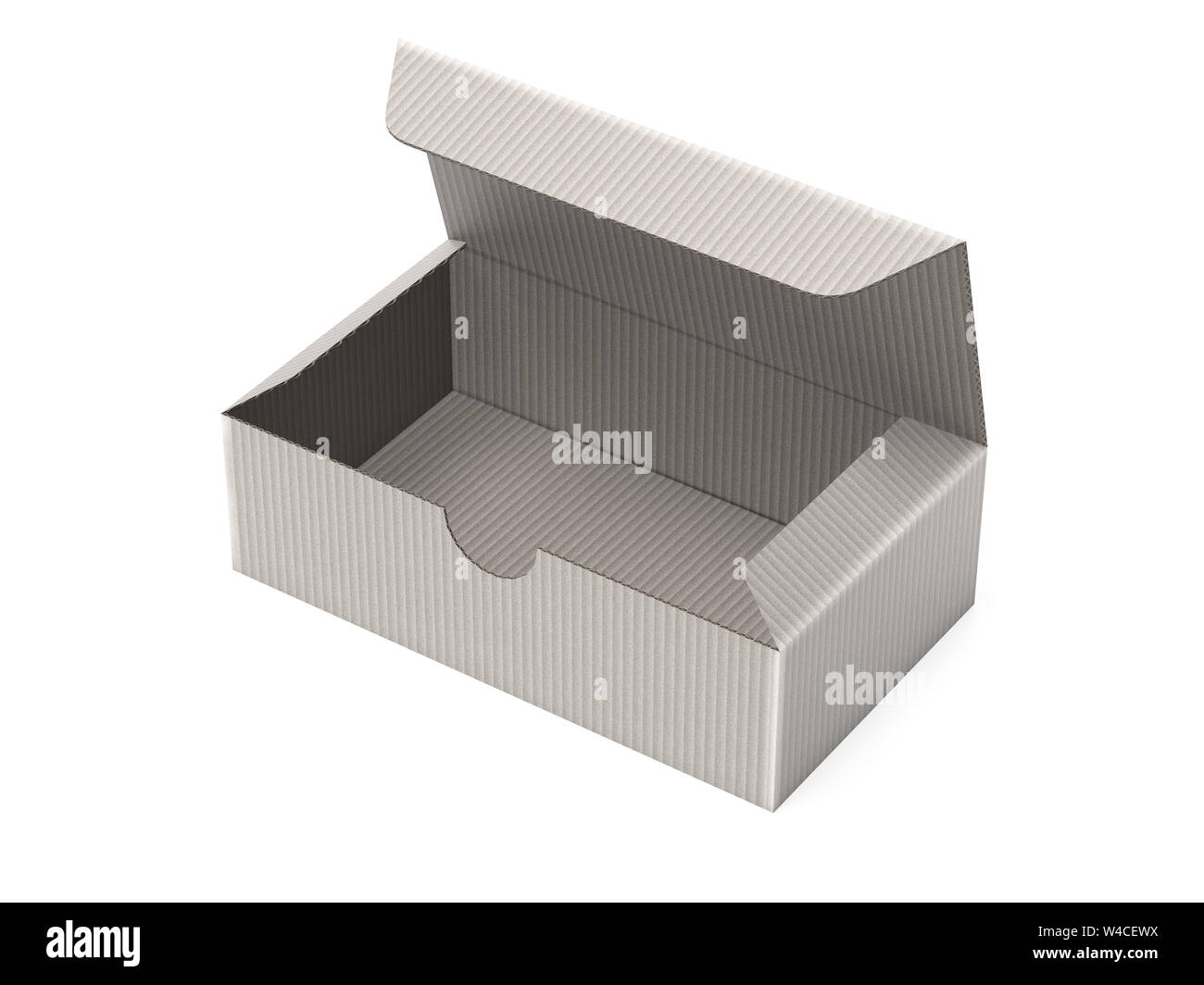 Paper cardboard box template. Gray empty carton. 3d rendering ...