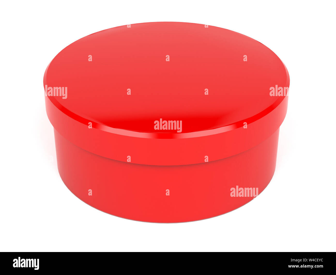 Round box. Closed red carton. 3d rendering illustration isolated Stock ...