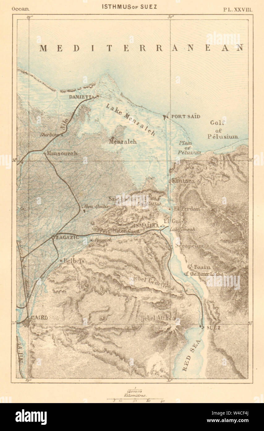 Isthmus of Suez. Egypt. Cairo 1886 old antique vintage map plan chart ...