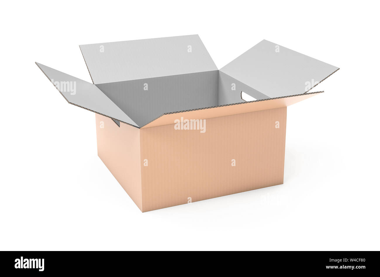 Open corrugated carton box. 3d rendering illustration isolated Stock ...