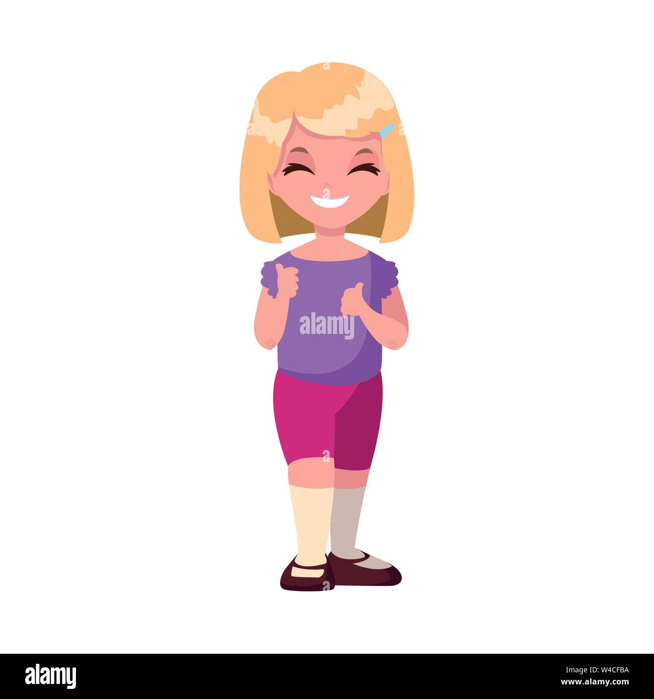 cute little girl standing character vector illustration Stock Vector ...