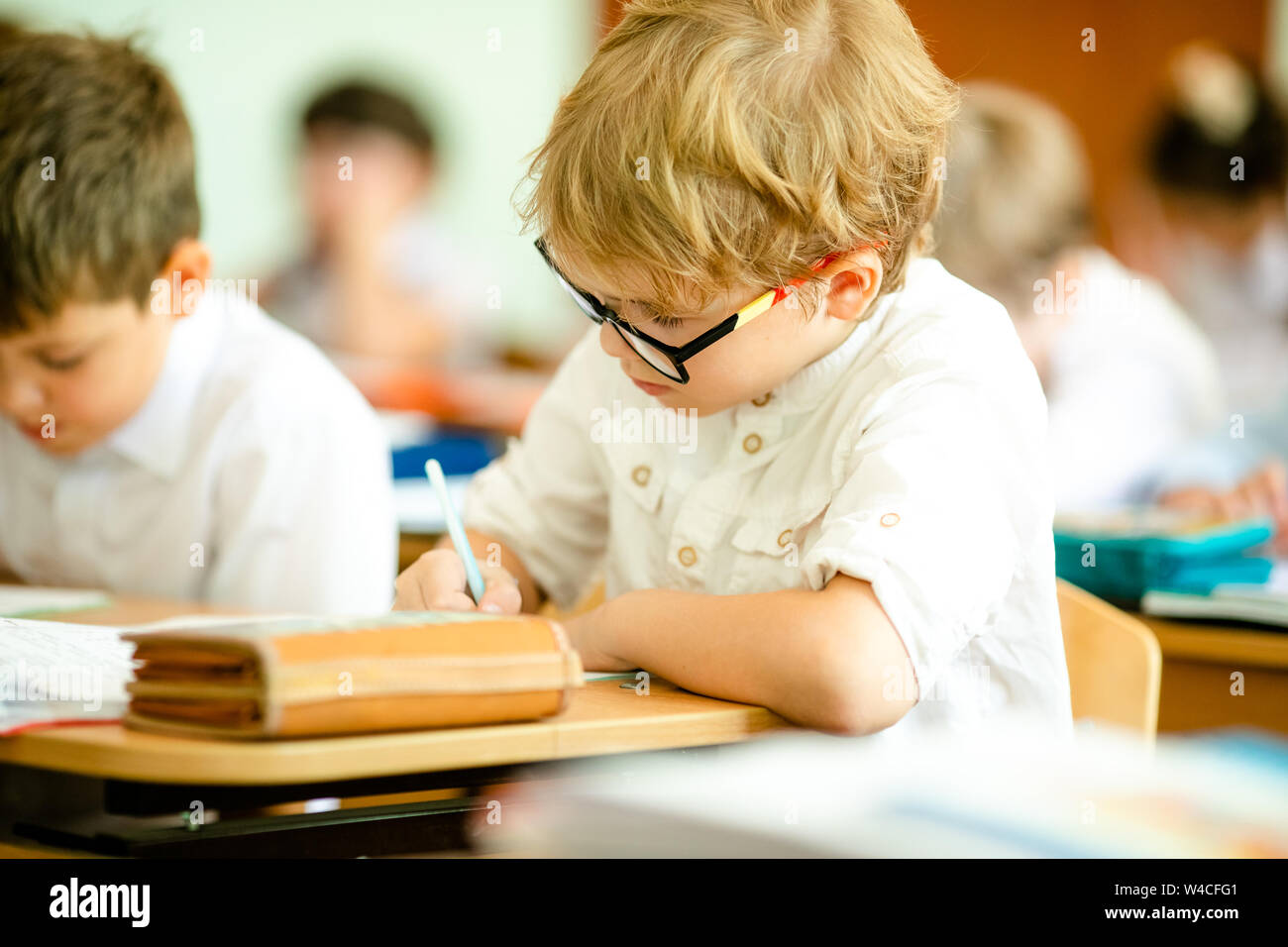 Little first-grader, girl-student goes to school on knowledge day ...